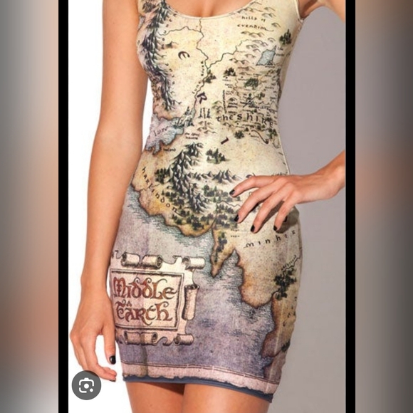 Blackmilk | Dresses | Blackmilk Middle Earth Map Dress Hobbit Lord Of ...